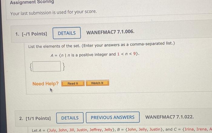 Solved List the elements of the set. (Enter your answers as | Chegg.com