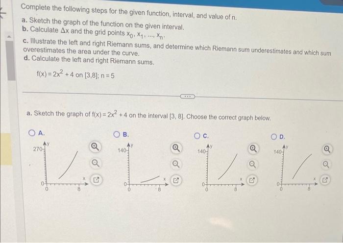 Solved Complete the following steps for the given function, | Chegg.com
