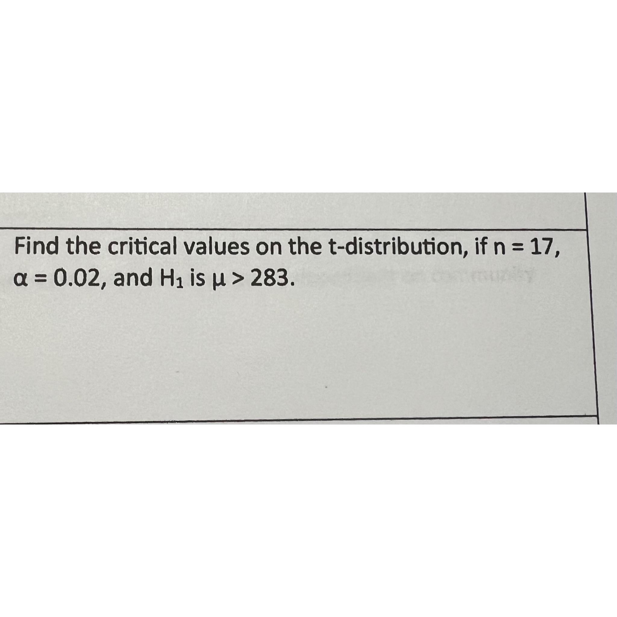 Solved Find the critical values on the t-distribution, if | Chegg.com