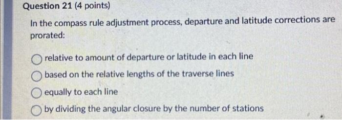 Solved In the compass rule adjustment process, departure and | Chegg.com
