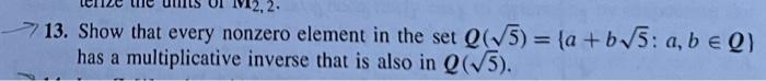 Solved 13. Show that every nonzero element in the set | Chegg.com