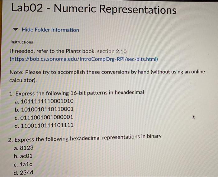 Solved Hide Folder Information Instructions If needed, refer | Chegg.com