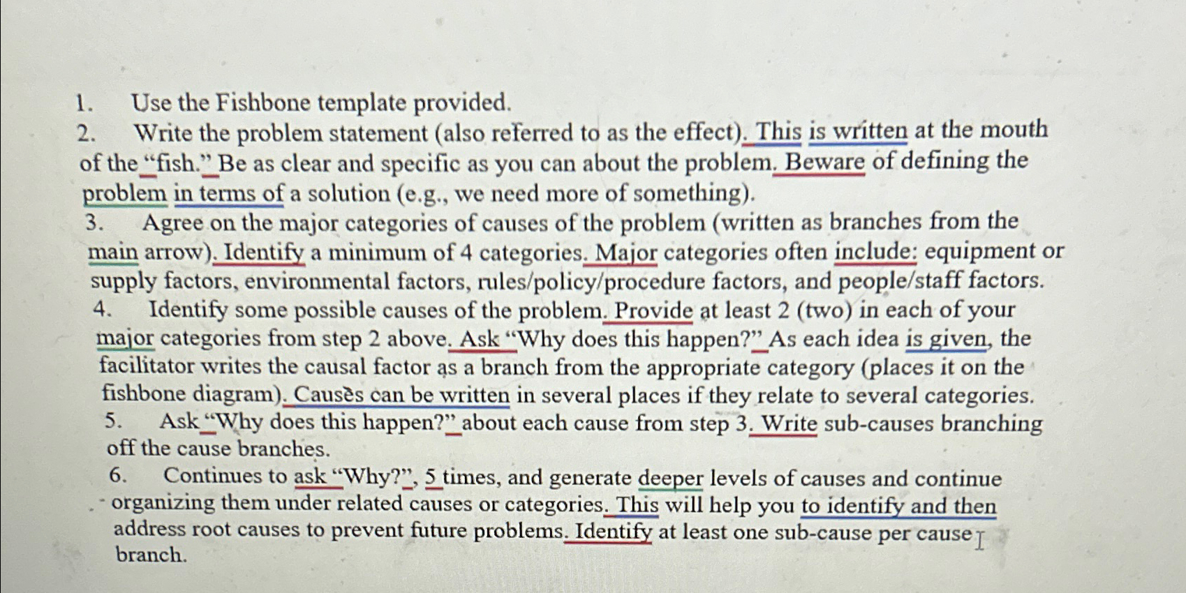 Solved Use the Fishbone template provided.Write the problem | Chegg.com