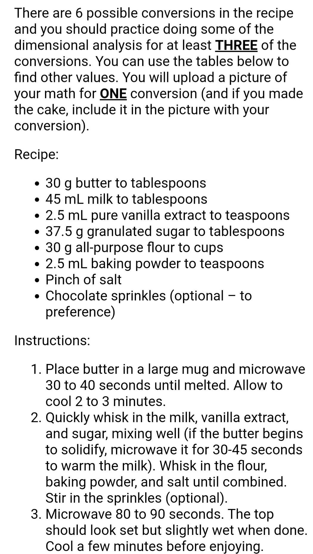 Solved There are 6 possible conversions in the recipe and | Chegg.com