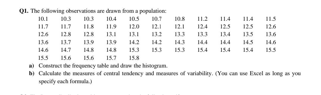 Solved a) Construct the frequency table and draw the | Chegg.com
