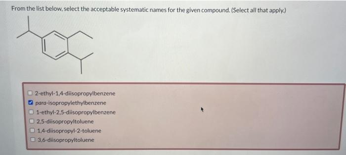 Solved From the list below, select the acceptable systematic | Chegg.com