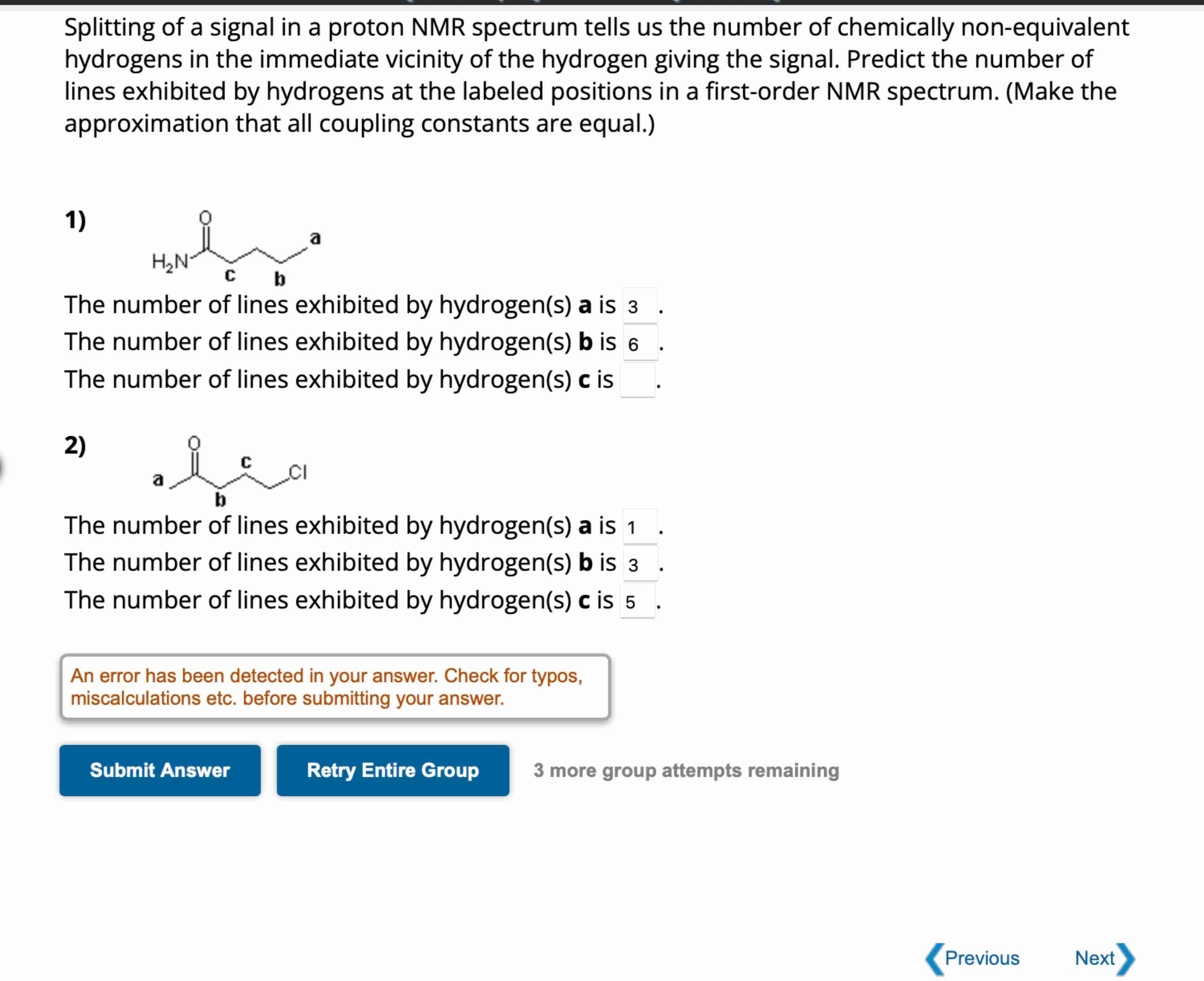 Solved Splitting of a signal in a proton NMR spectrum tells | Chegg.com