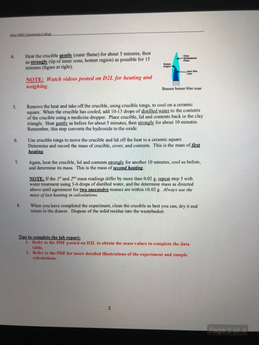 EXPERIMENT#3 Determination of the Empirical Formula | Chegg.com