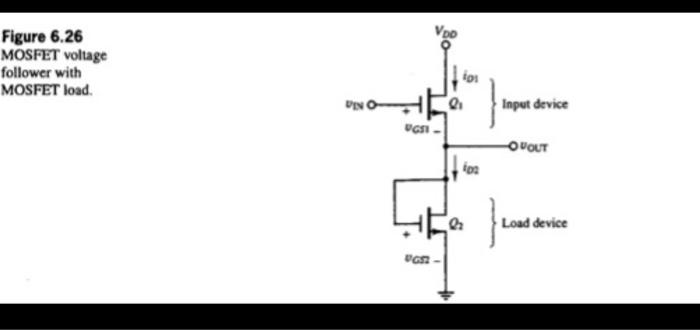 Solved VDO Figure 6.26 MOSFET voltage follower with MOSFET | Chegg.com