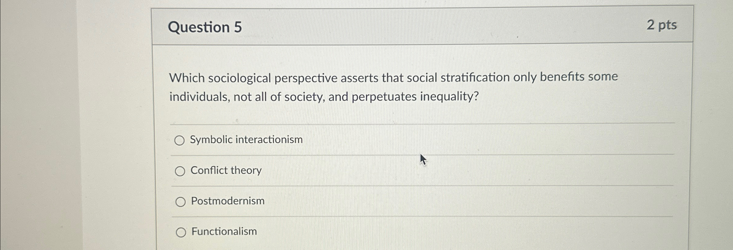 Solved Question 52 ptsWhich sociological perspective | Chegg.com Solved Question 52 ptsWhich sociological perspective | Chegg.com