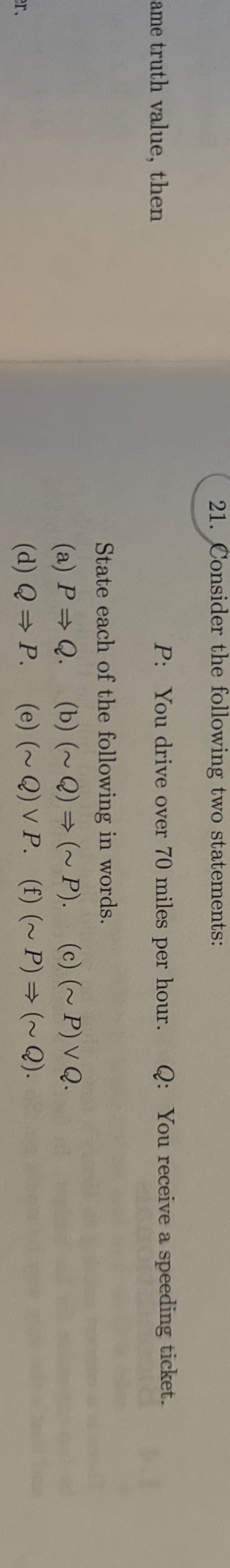 Solved Consider the following two statements:P ﻿: You drive | Chegg.com