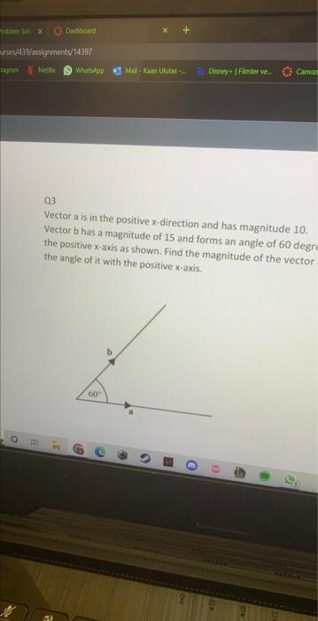 Q3 Vector a is in the positive x-direction and has | Chegg.com