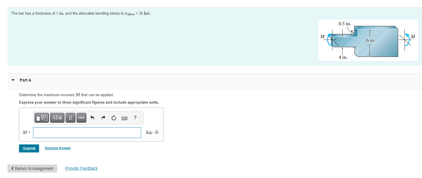 Solved The bar has a thickness of 1in. ﻿and the allowable | Chegg.com
