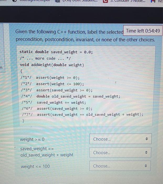 Solved Re: Given the following C++ function, label the | Chegg.com