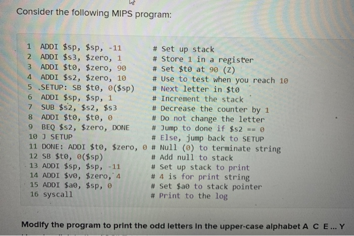 Solved Consider the following MIPS program: 2 1 ADDI | Chegg.com
