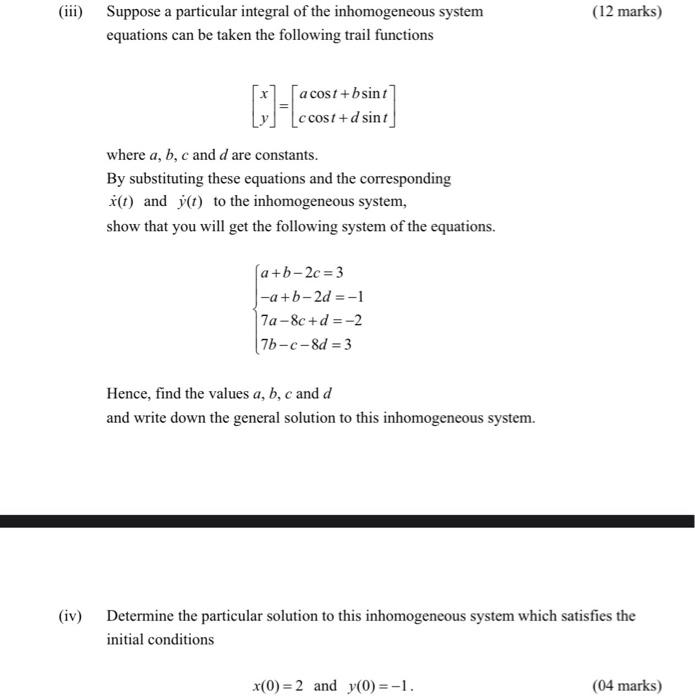 Solved (iii) Suppose a particular integral of the | Chegg.com