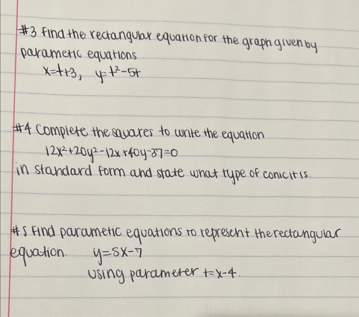 Solved #3 Find the rectangular equation for the graph given | Chegg.com
