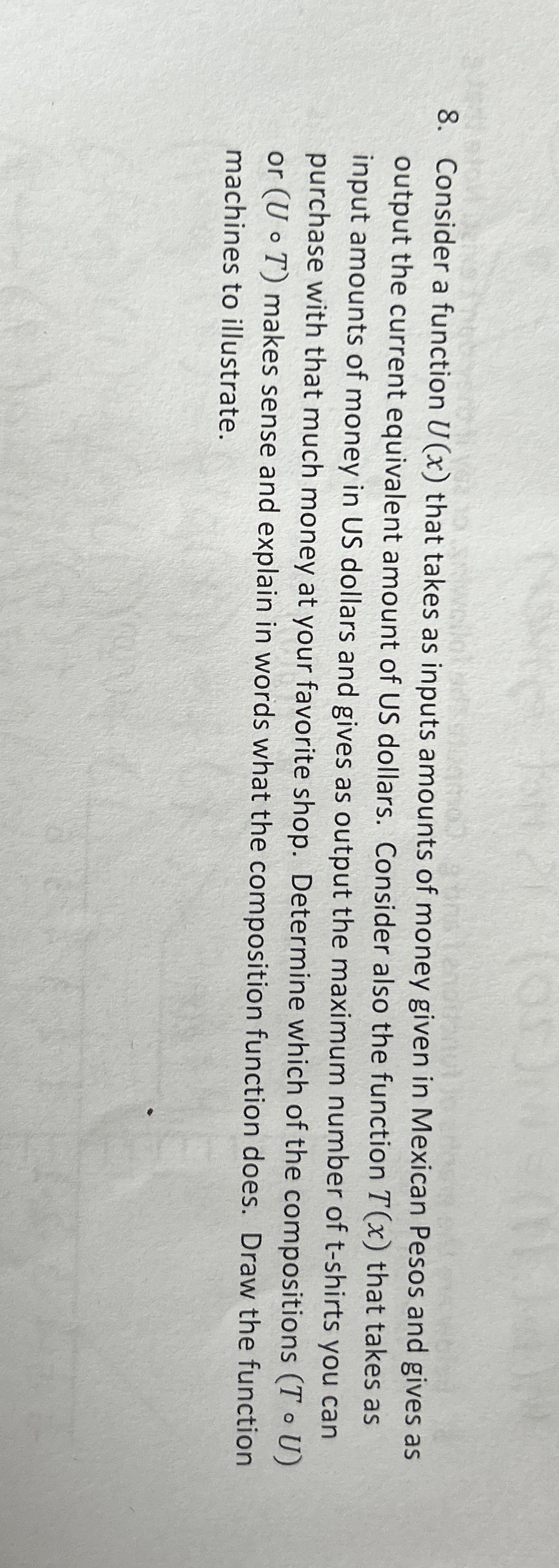 Solved Consider a function U(x) ﻿that takes as inputs | Chegg.com