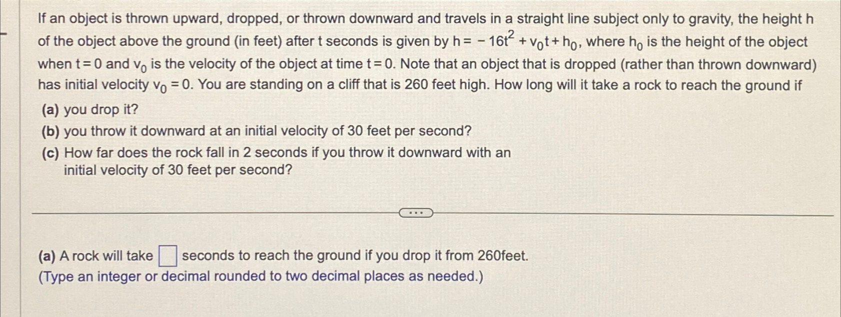Solved If an object is thrown upward, dropped, or thrown | Chegg.com