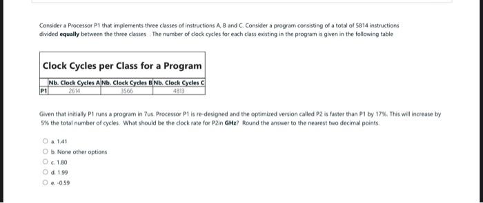 Solved Consider a Processor P1 that implements three classes | Chegg.com