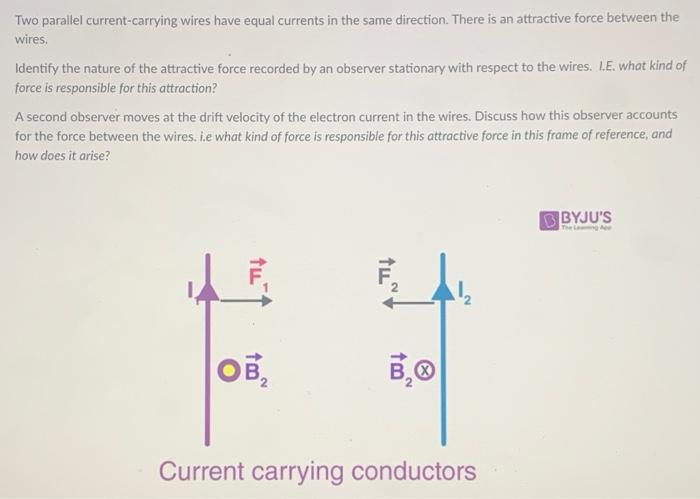 Two parallel current-carrying wires have equal | Chegg.com
