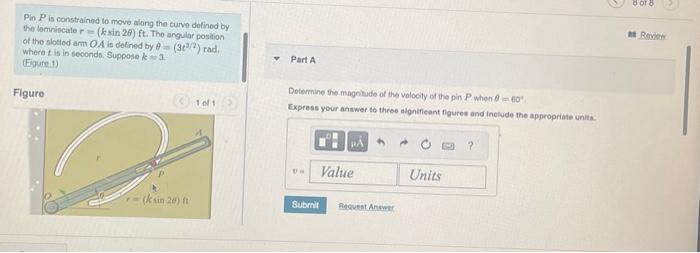 Pin P is constrained to move along the curve dolined | Chegg.com