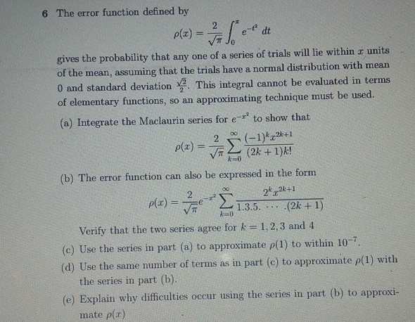 6 ﻿The error function defined | Chegg.com
