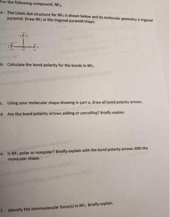 Solved For the following compound, NFS. a. The Lewis dot | Chegg.com