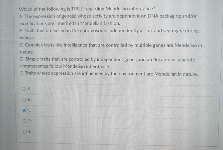 Solved Which of the following is TRUE regarding Mendelian | Chegg.com