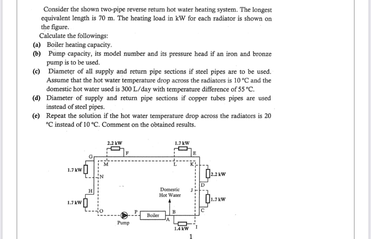 Solved Consider the shown two-pipe reverse return hot water | Chegg.com