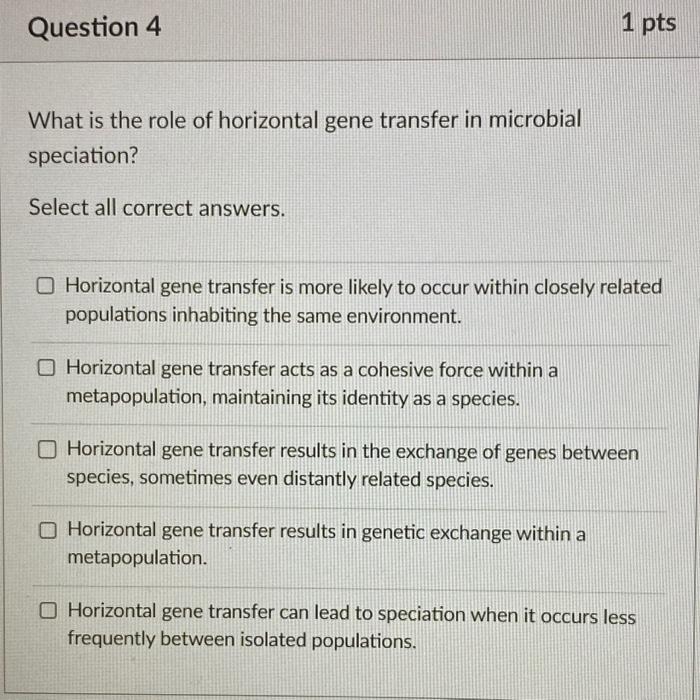 Solved What is the role of horizontal gene transfer in | Chegg.com