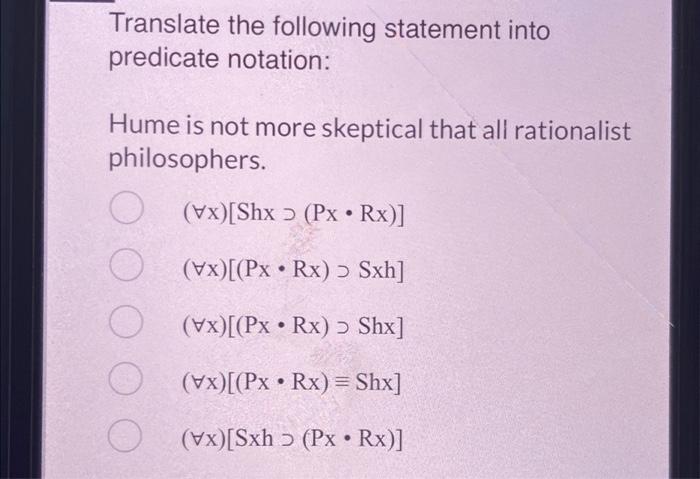 Translate the following statement into predicate | Chegg.com
