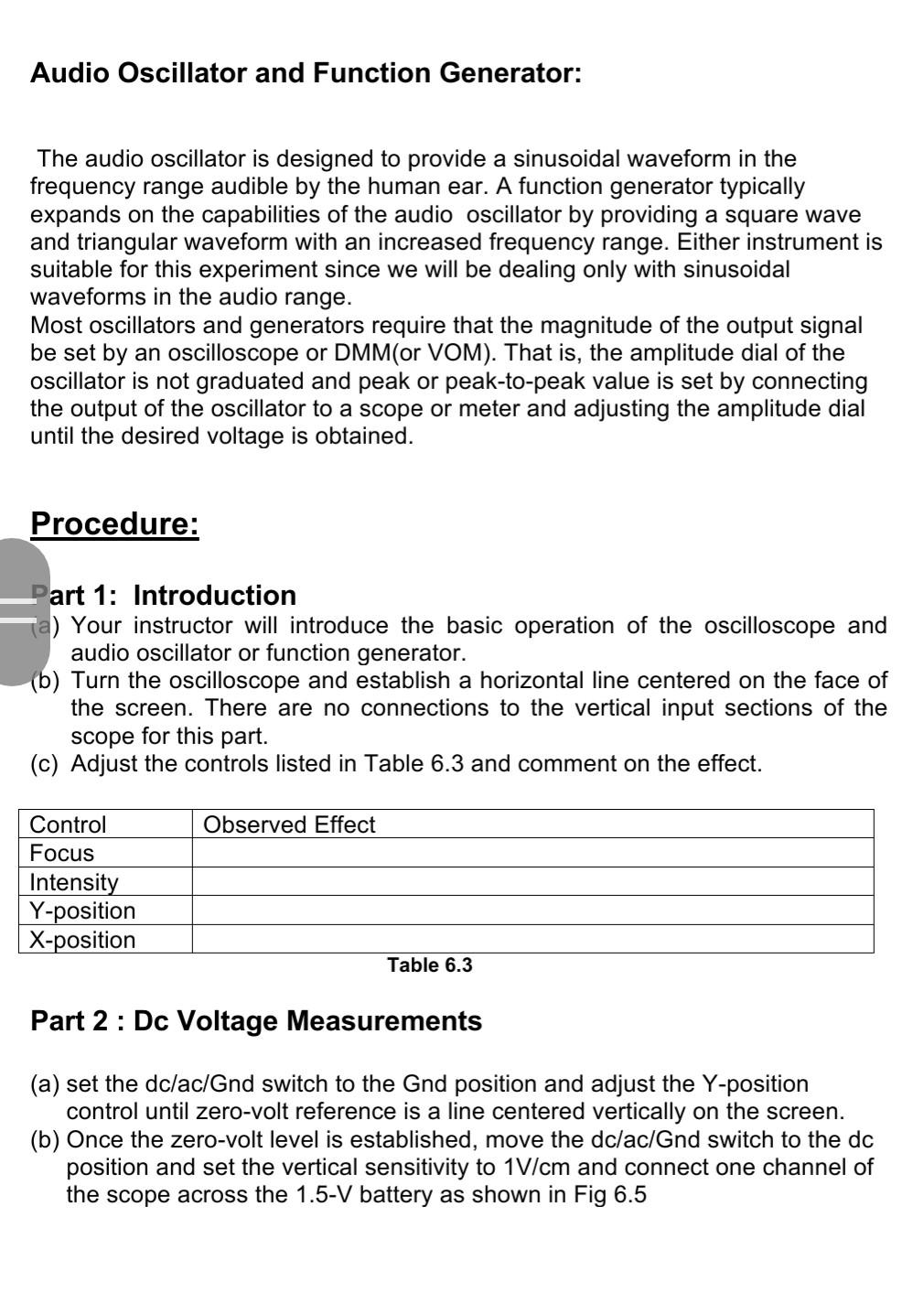 Solved Experiment ac The Oscilloscope 6 Objectives: To | Chegg.com