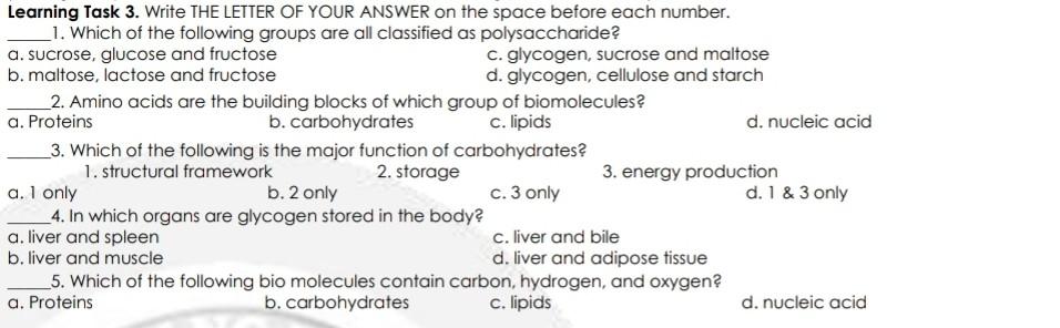 Solved Learning Task 2. Let's Categorize! On a separate | Chegg.com