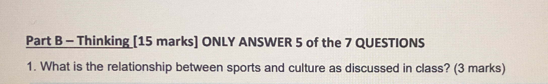 Solved Part B - ﻿Thinking [15 ﻿marks] ﻿ONLY ANSWER 5 ﻿of the | Chegg.com