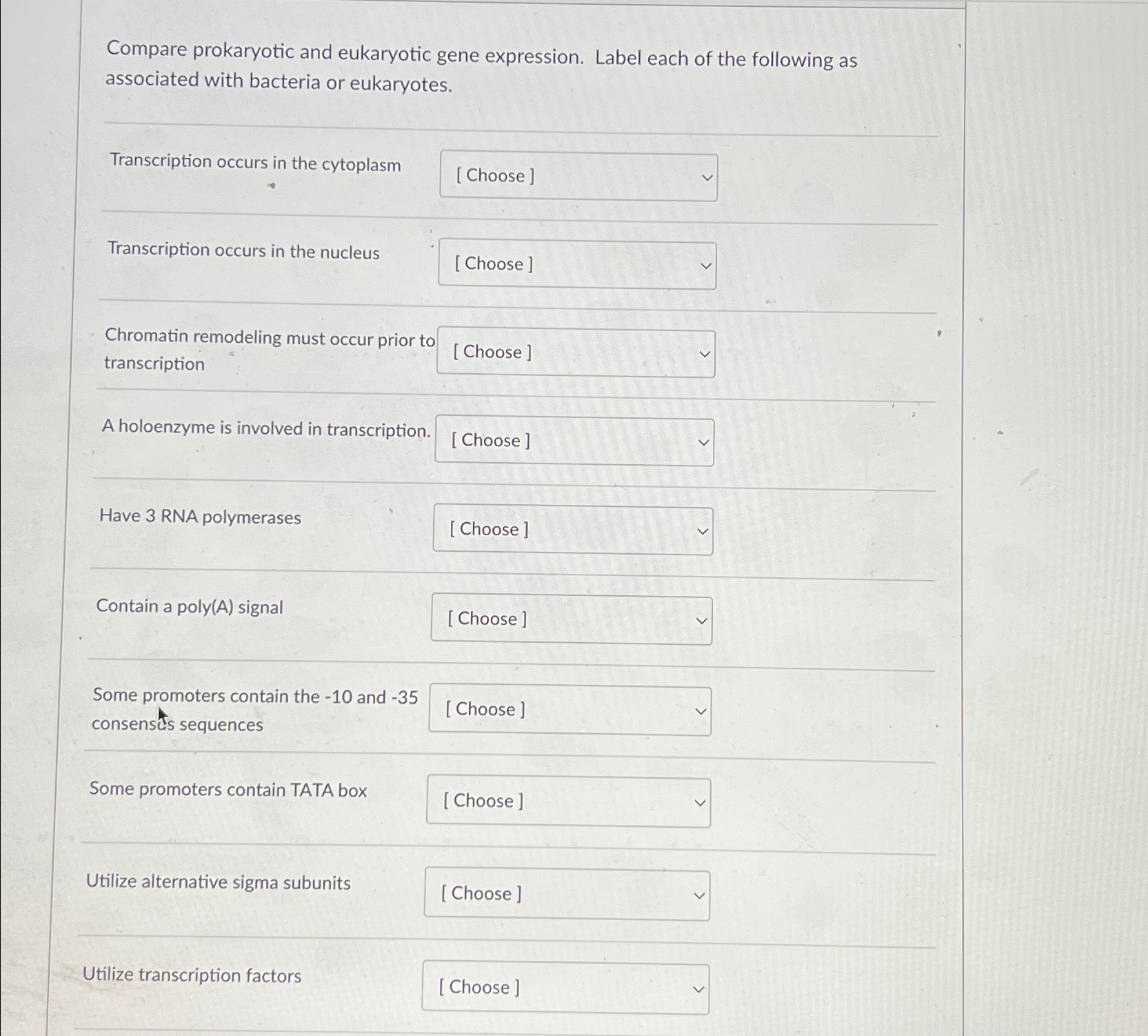 Solved Compare prokaryotic and eukaryotic gene expression. | Chegg.com