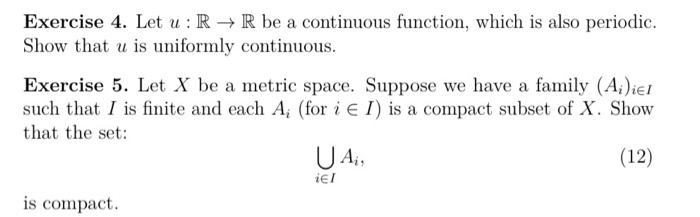 Solved Exercise 4 . Let u:R→R be a continuous function, | Chegg.com
