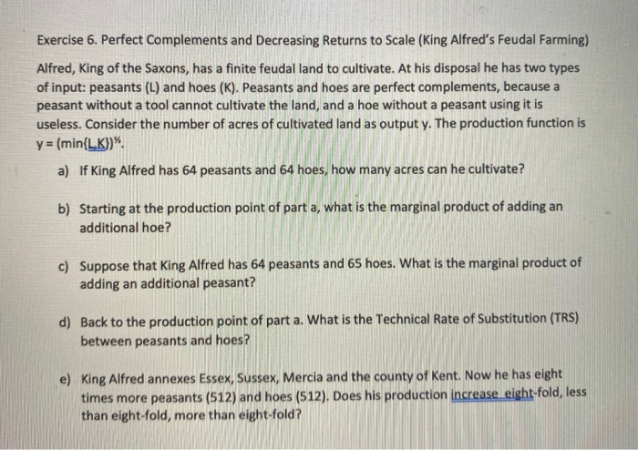 Solved Exercise 6. Perfect Complements and Decreasing | Chegg.com