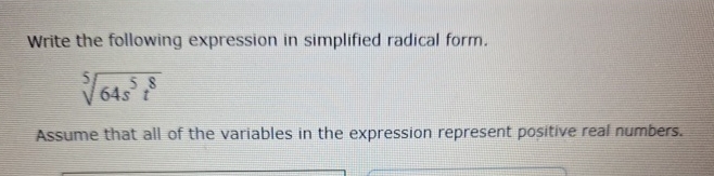 Solved Write the following expression in simplified radical | Chegg.com