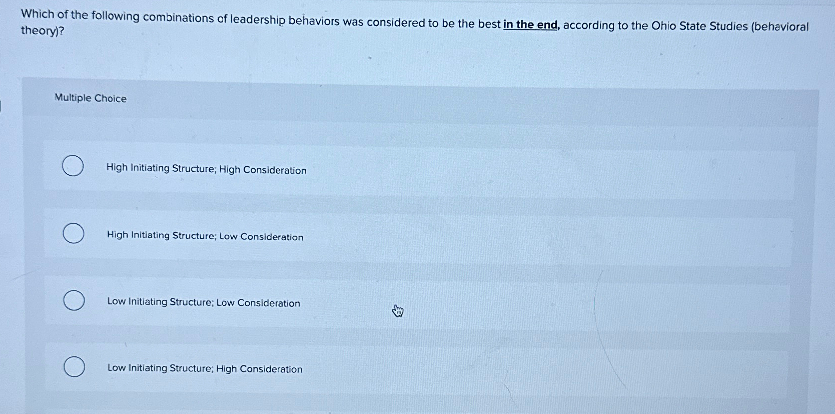 Solved Which of the following combinations of leadership | Chegg.com