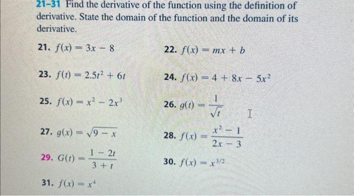 Solved 21-31 Find the derivative of the function using the | Chegg.com