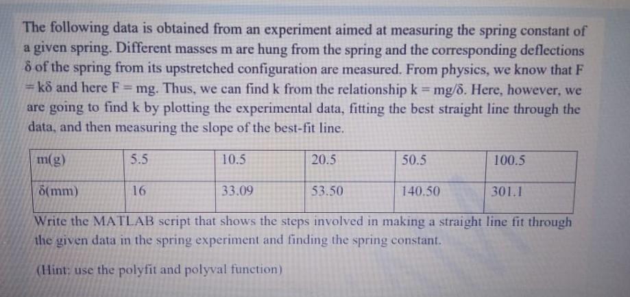 Solved The following data is obtained from an experiment | Chegg.com