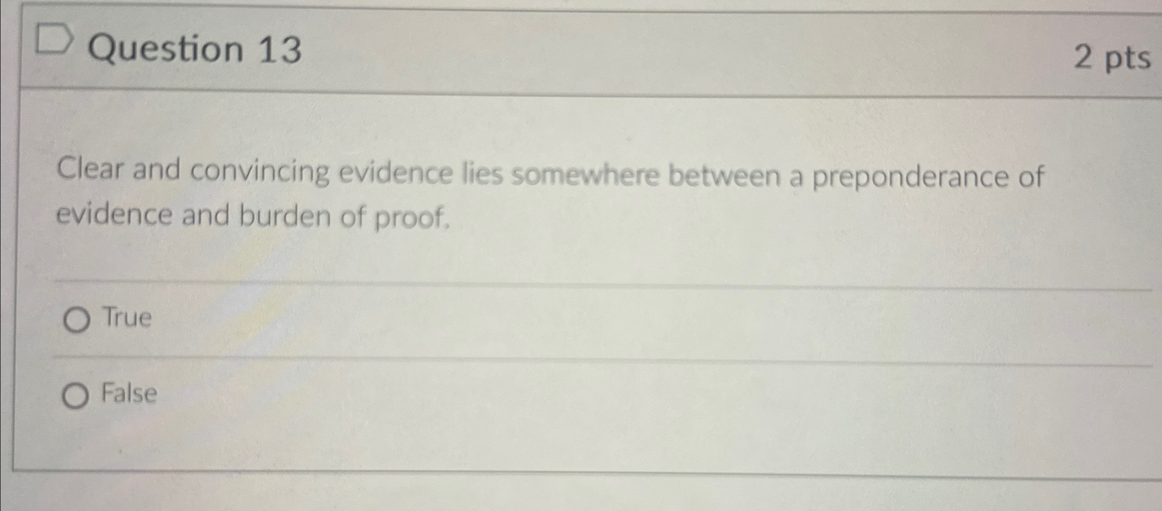 Solved Question 132ptsClear and convincing evidence lies | Chegg.com