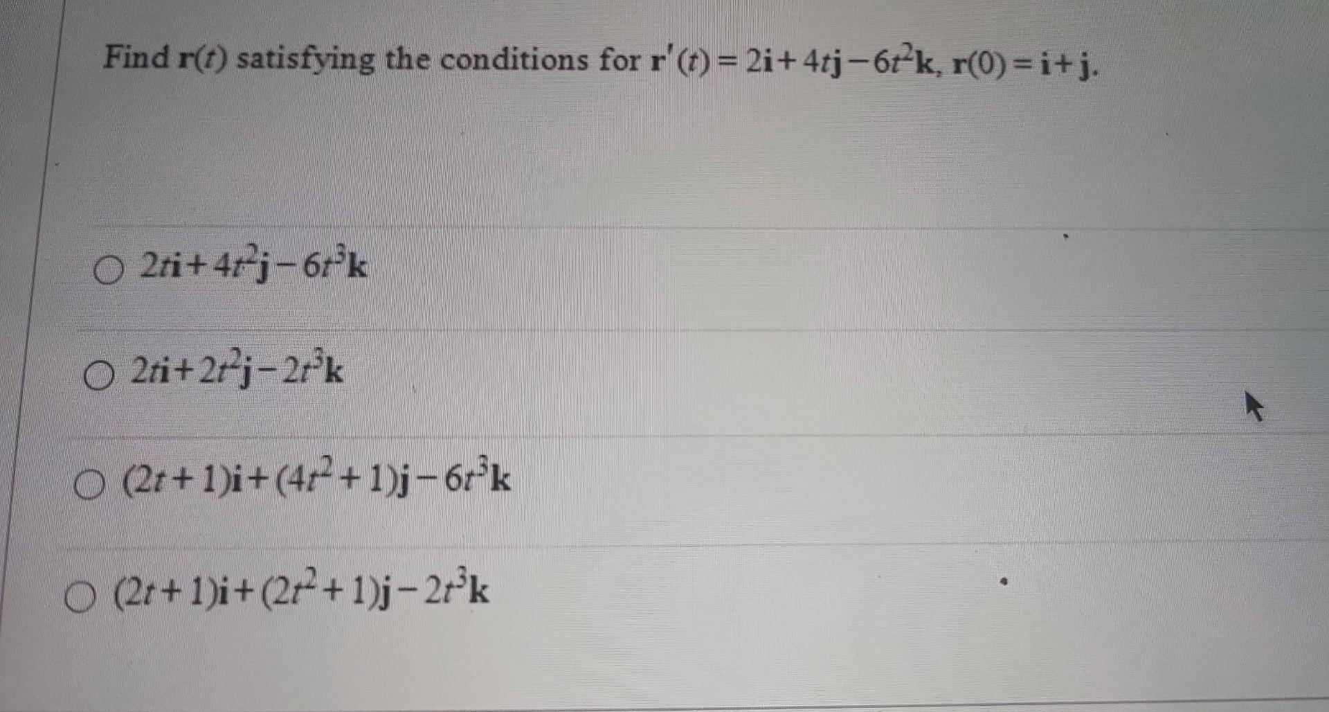 Solved Find r(t) satisfying the conditions for | Chegg.com