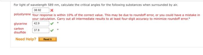 Solved For light of wavelength 589 nm, calculate the | Chegg.com