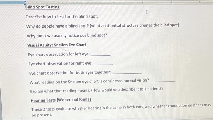 Blind Spot Testing I Describe how to test for the | Chegg.com