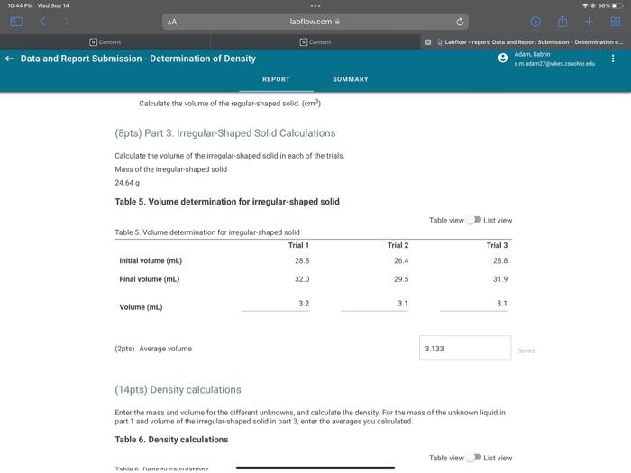 Use the known densities of ethanol and 20%NaCl | Chegg.com