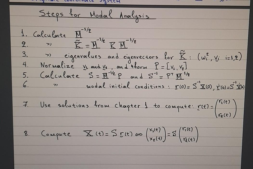 Solved please use modalcanalysis method, k tilde is mass | Chegg.com