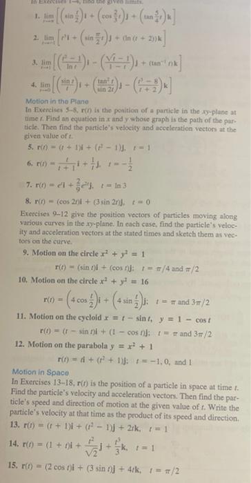 Solved 1. Tim sin + COS tan 2. tim 'l- + ondt + 2)) + tank | Chegg.com