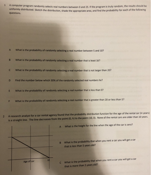Solved A computer program randomly selects real numbers | Chegg.com